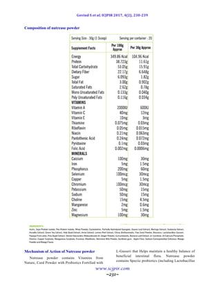 Nutrease powder; a natural plant based nutritional shake with co ...