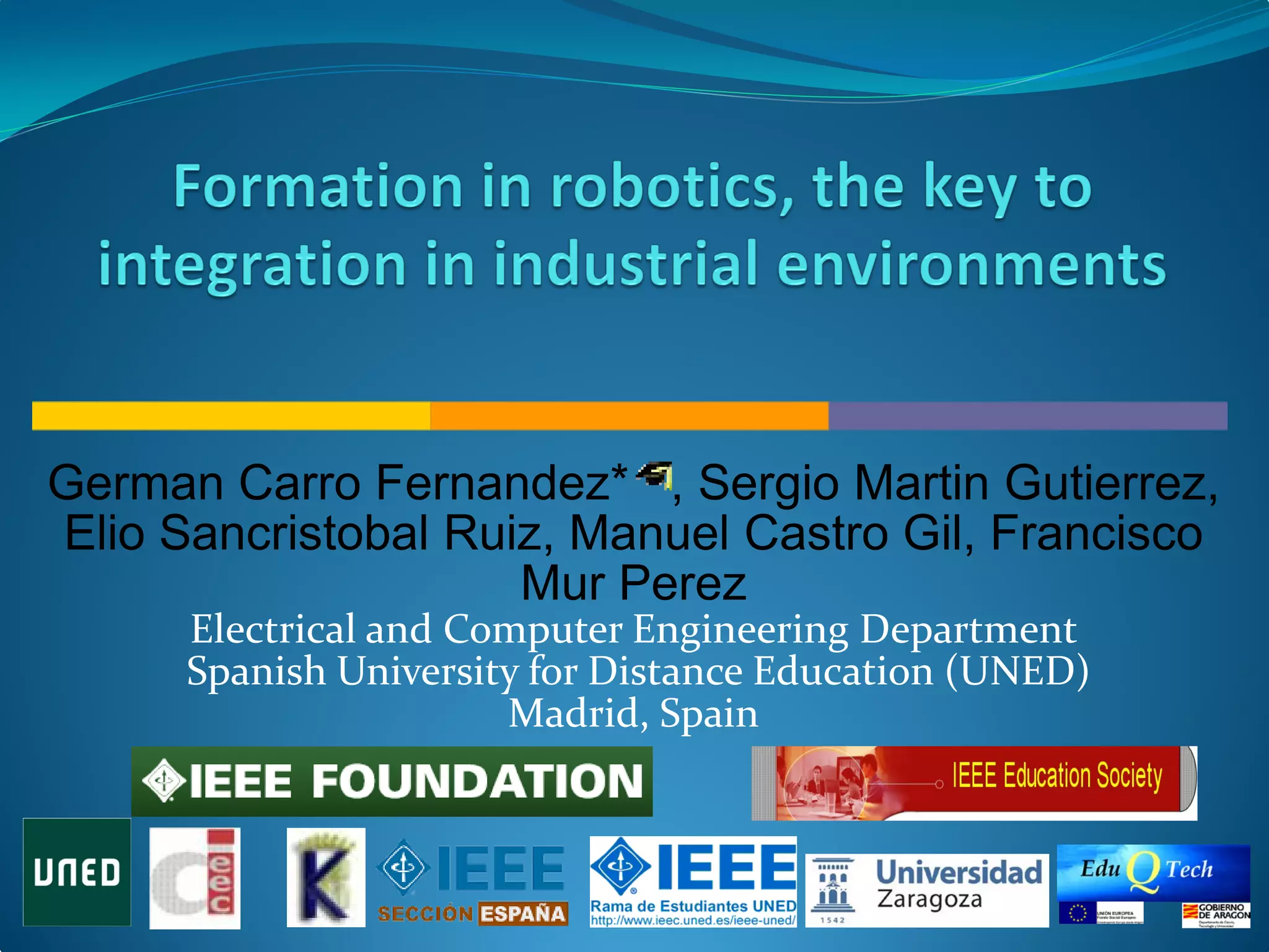 Formation in robotics, the key to integration in industrial environments | PDF | Mechanical and ...