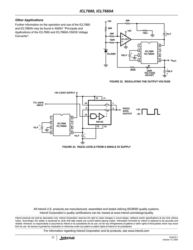 ICL7660 Monolithic CMOS Voltage Converters | PDF