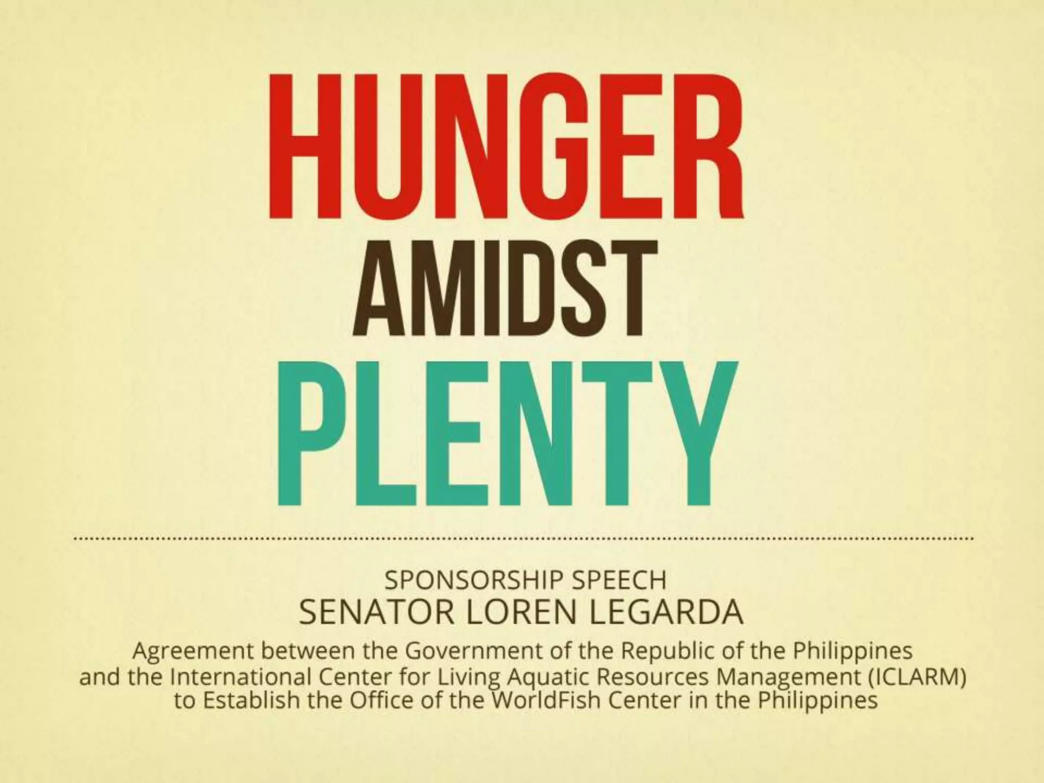 Sponsorship Speech: Hunger Amidst Plenty | PPTX | Science
