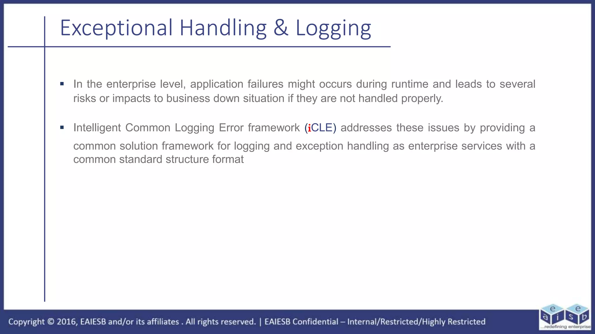 Tibco Intelligent Common Logging And Exception Handling Icle Ppt