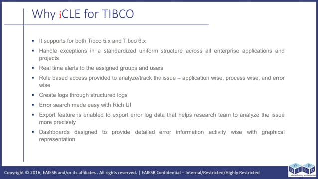 Tibco Intelligent Common Logging And Exception Handling Icle Ppt