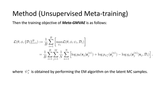 Meta-GMVAE: Mixture of Gaussian VAE for Unsupervised Meta-Learning | PPT