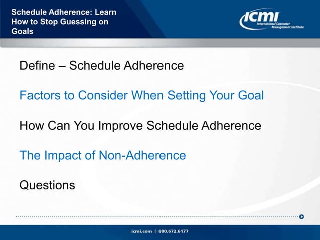 Icmi calculating schedule adherence | PPTX | Business | Business and ...