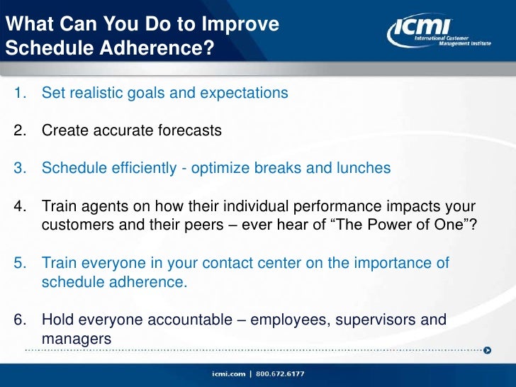 Icmi calculating schedule adherence