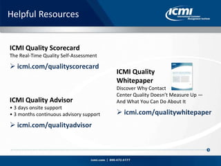 ICMI Quality Presentation | PPT | Business | Business and Finance