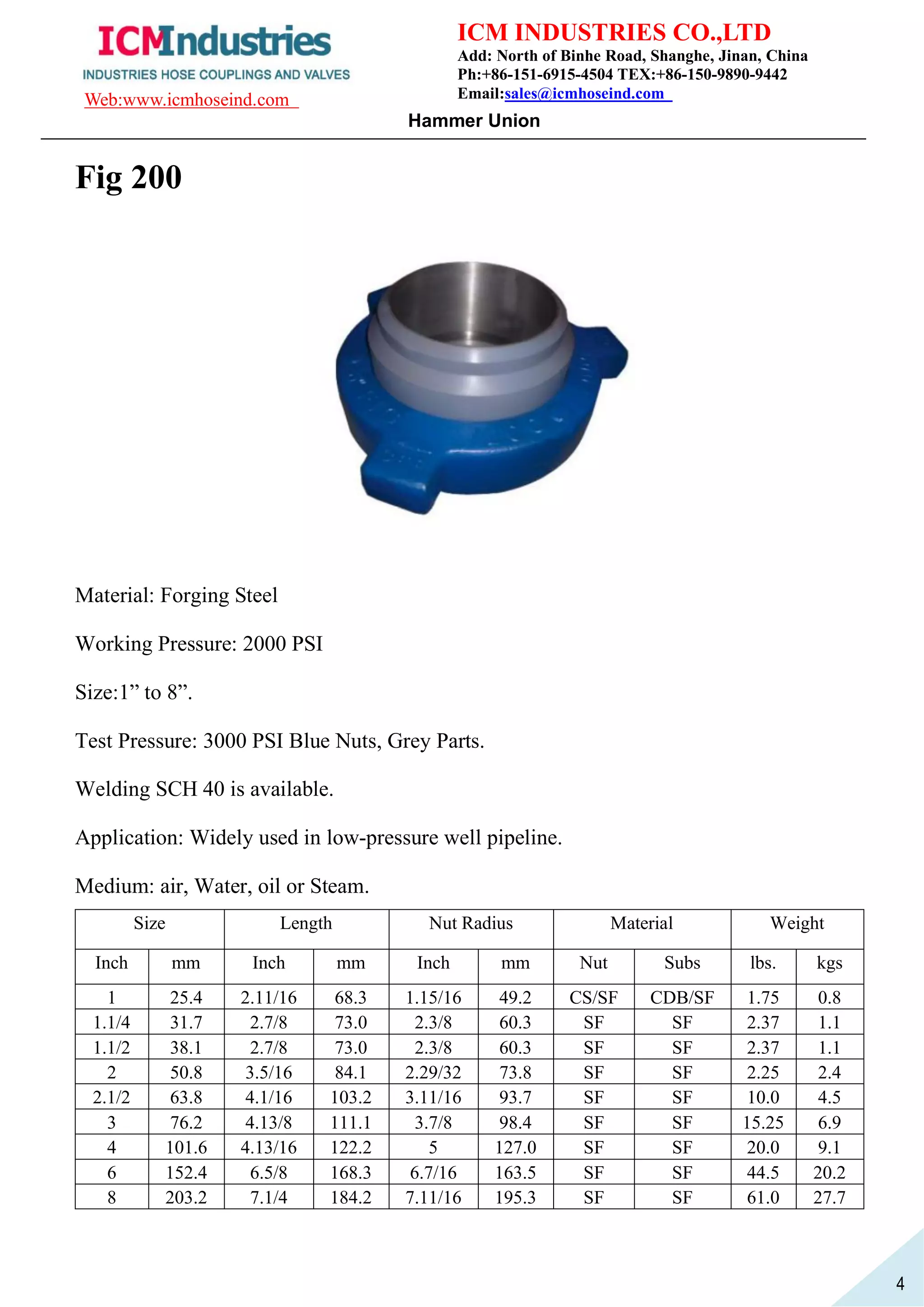 hammer union WECO Hammer union lug union with NBR seal | PDF