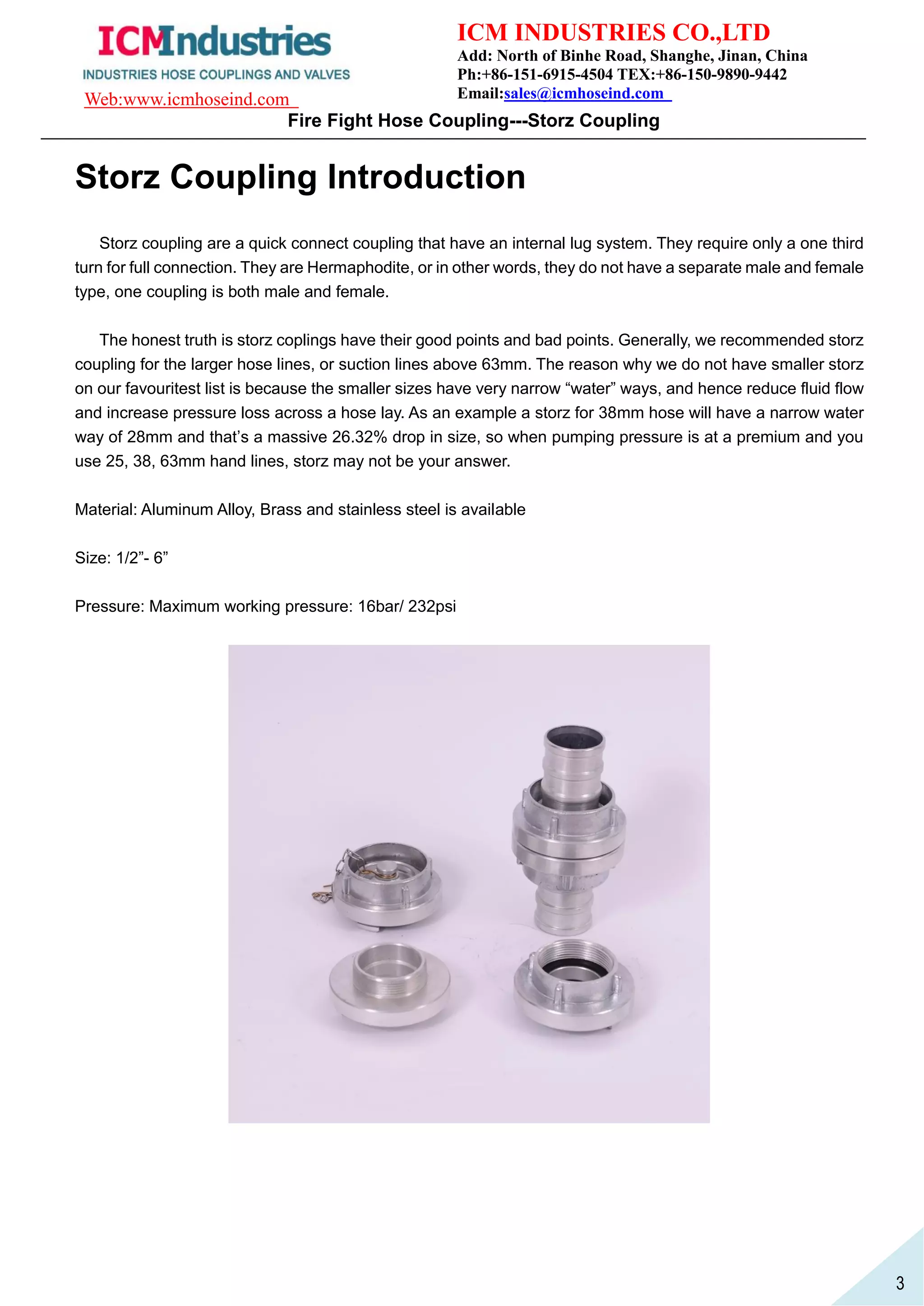 Aluminum fire hose couplings---ICM INDUSTRIES | PDF