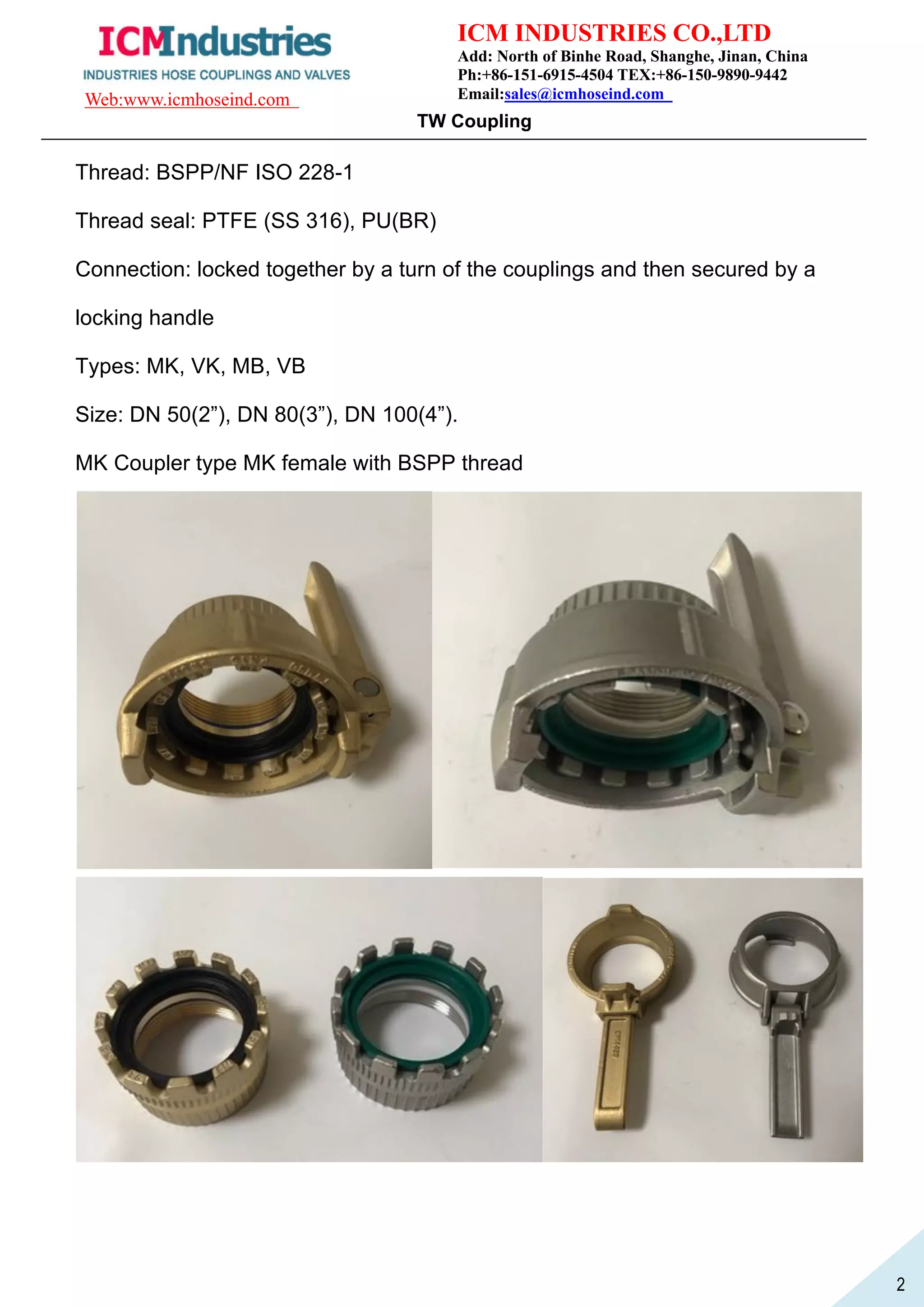 TW Coupling/Tank Wagon coupling/Tank Truck coupling/Euro Couplings | PDF