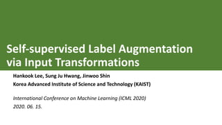Self-supervised Label Augmentation via Input Transformations (ICML 2020) | PPT