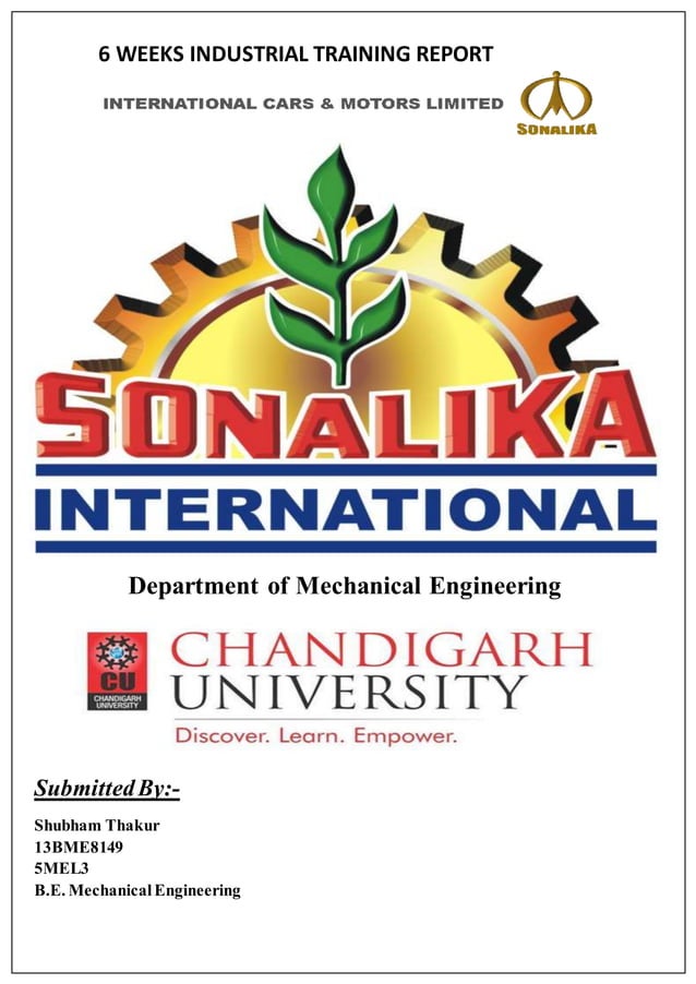 International Cars & Motors Ltd.(ICML) Sonalika Training Report | DOCX