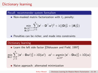 Dictionary Learning for Massive Matrix Factorization | PDF