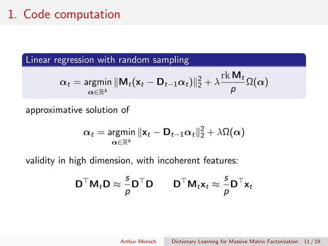 Dictionary Learning For Massive Matrix Factorization Ppt 