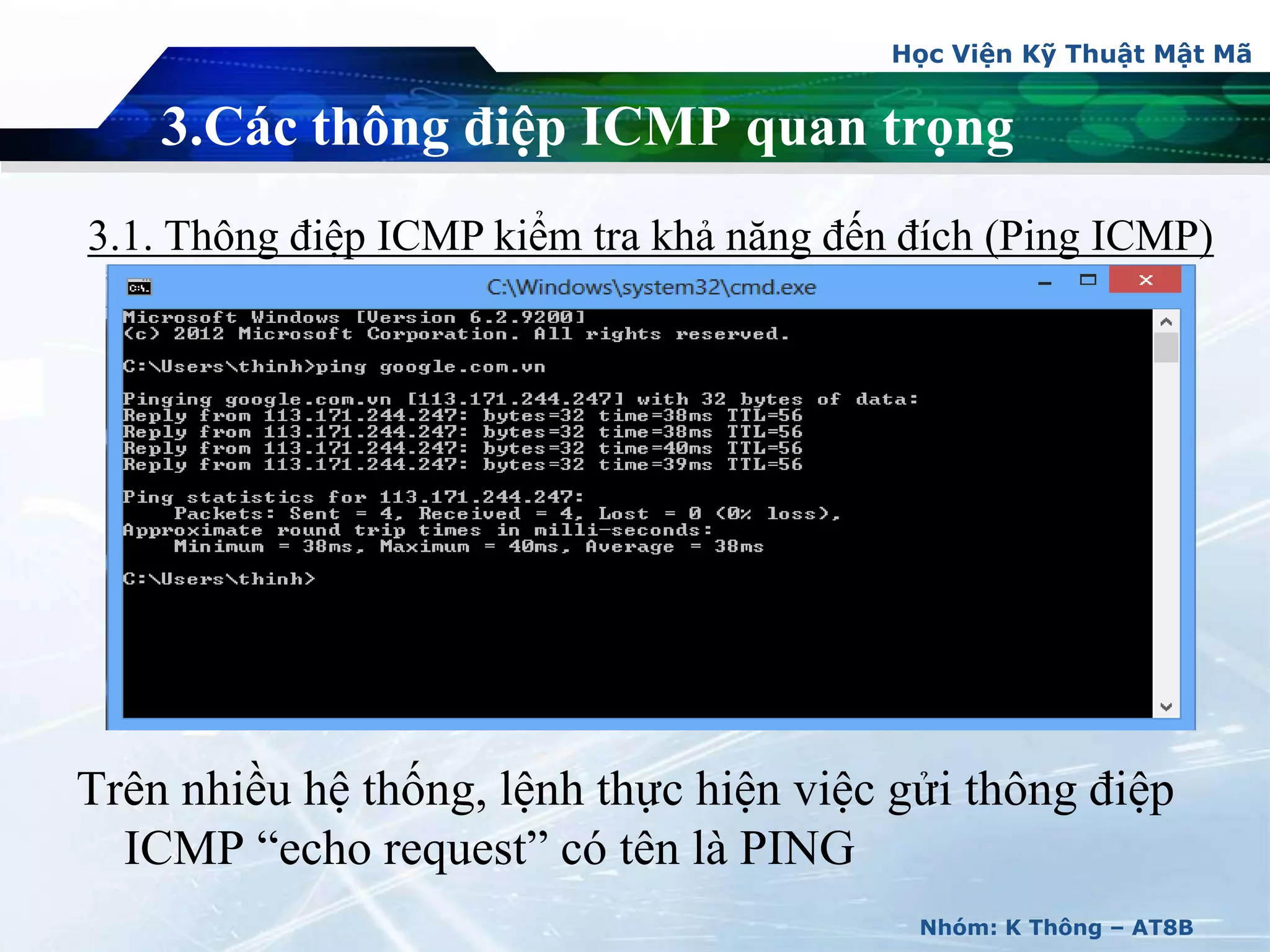 ICMP-Học viện Kỹ thuật Mật mã | PPTX