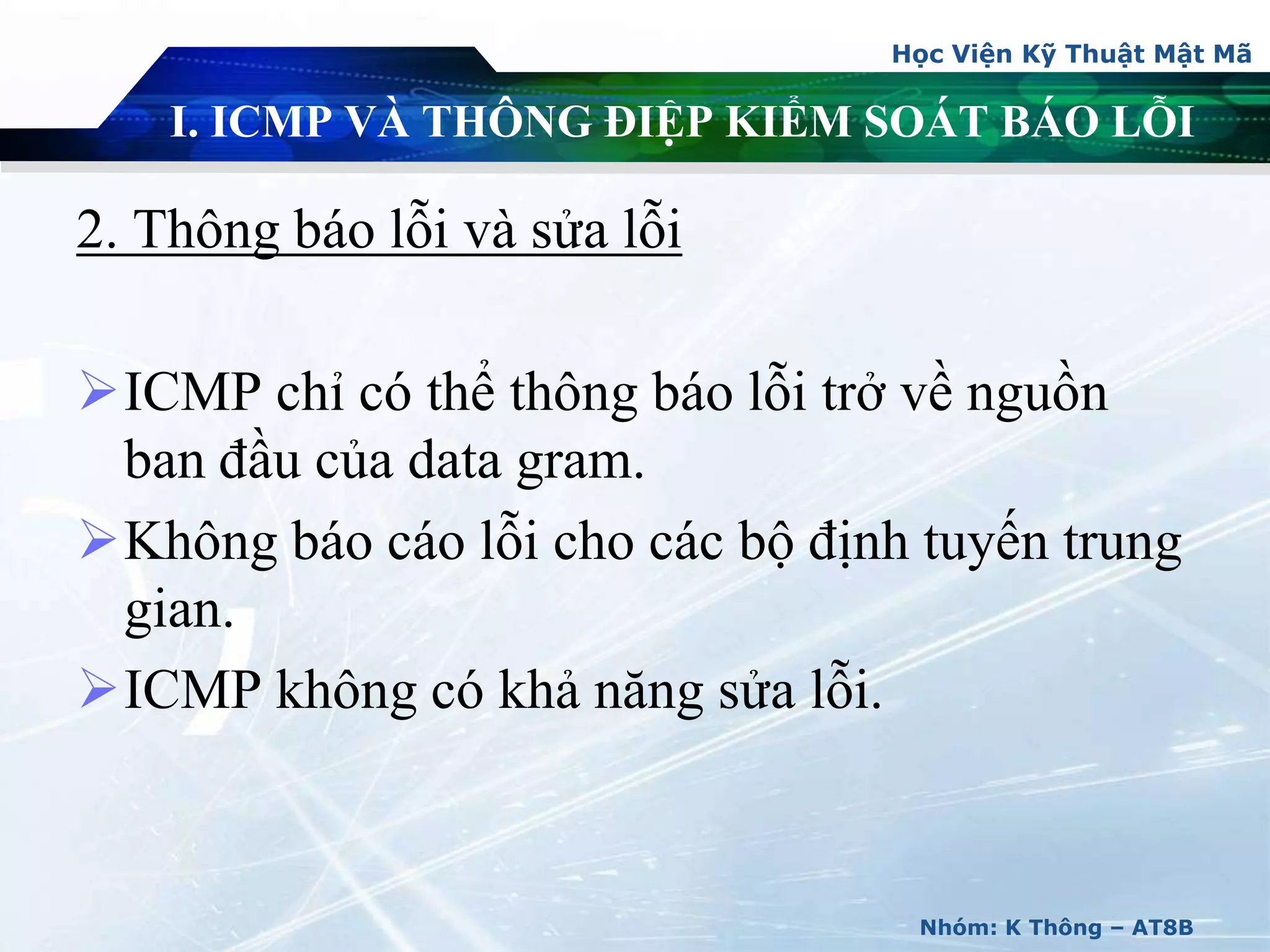 ICMP-Học viện Kỹ thuật Mật mã | PPTX