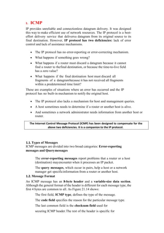 ICMP-IGMP protocols of Network Layer for ipv4 | DOCX