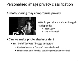 Personalized Privacy-Aware Image Classification | PPT