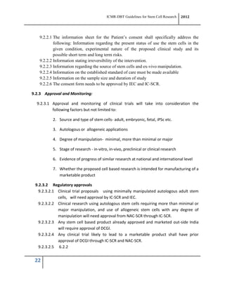Icmr dbt stem cell guidelines | PDF