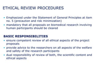 ETHICAL GUIDELINES FOR BIOMEDICAL RESEARCH ON HUMAN PARTICIPANTS | PPT