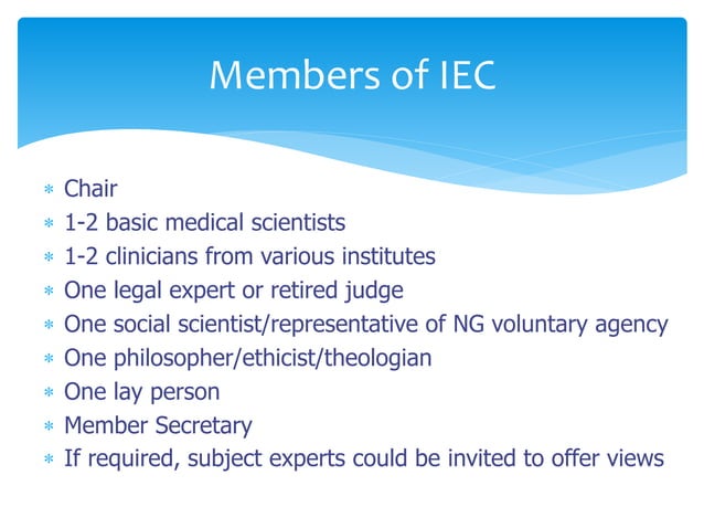 ICMR guidelines for IEC - an overview | PPTX | Medical Tests | Medical ...