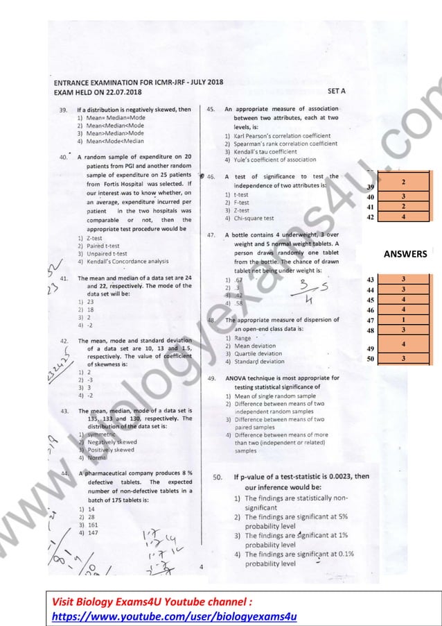 ICMR JRF 2018 Question Paper with Answer Key - Section A- Aptitude | PDF