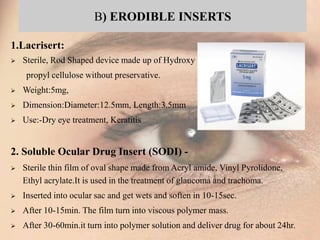 ocular drug delivary system..... | PPT