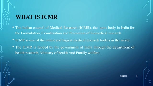 Indian council of medical research (ICMR) | PPTX | Infectious Diseases ...