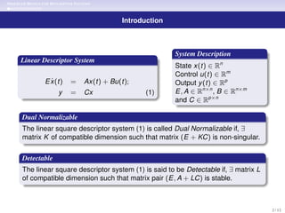 Observer design for descriptor linear systems | PDF
