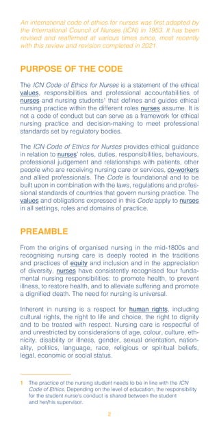 The ICN Code of Ethics for Nurses (International Council of Nurses Revised 2021) | PDF