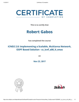 SkillSoft ACM.org - ICND2 2.0 Implementing a Scalable, Multiarea ...
