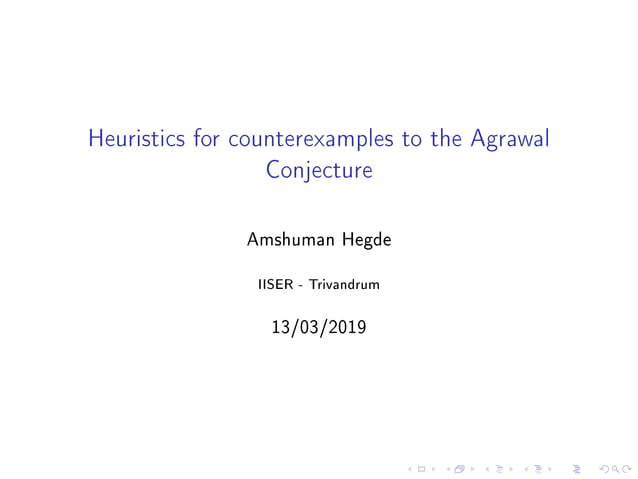 Heuristics for counterexamples to the Agrawal Conjecture | PDF