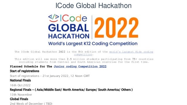 ICode Global- Worlds Largest Coding Competition for Children | PPTX