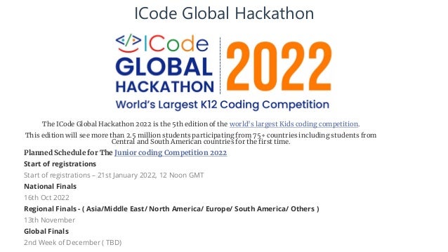 ICode Global- Worlds Largest Coding Competition for Children | PPT