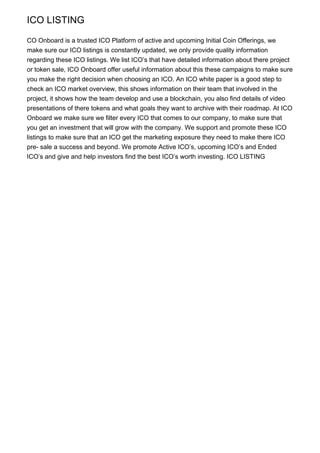 ICO LISTING | PDF