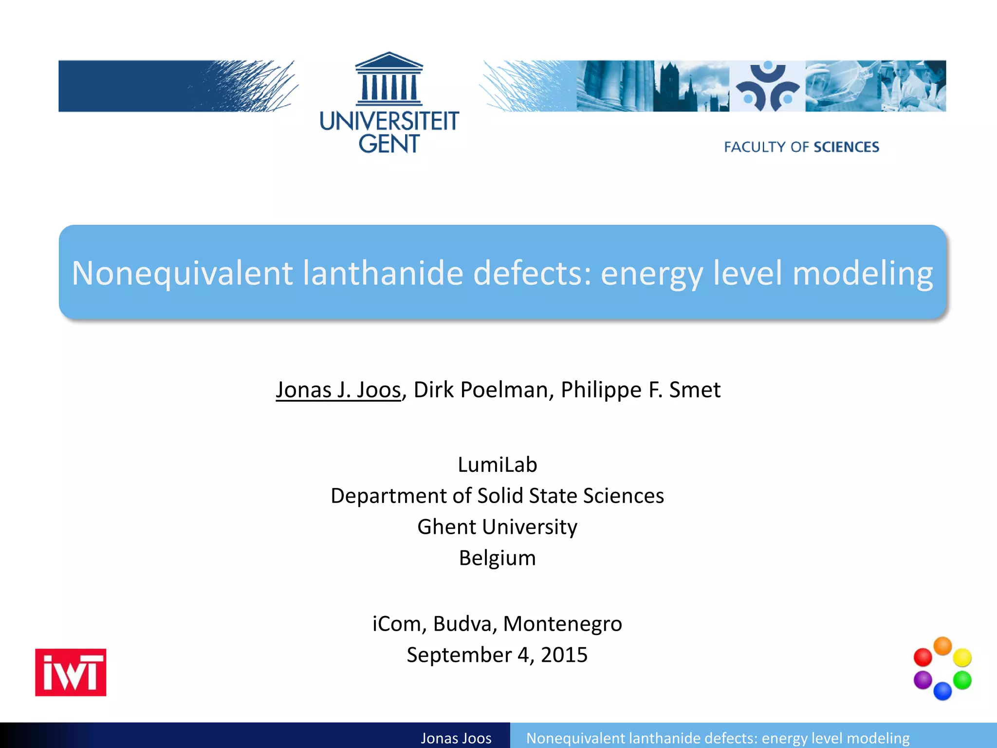 Nonequivalent lanthanide defects: energy level modeling | PPSX ...