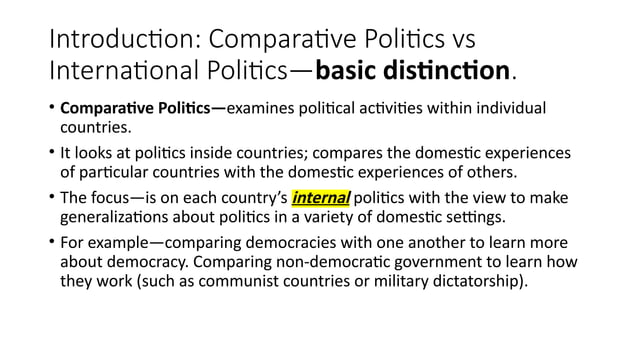 INTRODUCTION TO COMPARATIVE GOVERNMENT POLITICS | PPTX