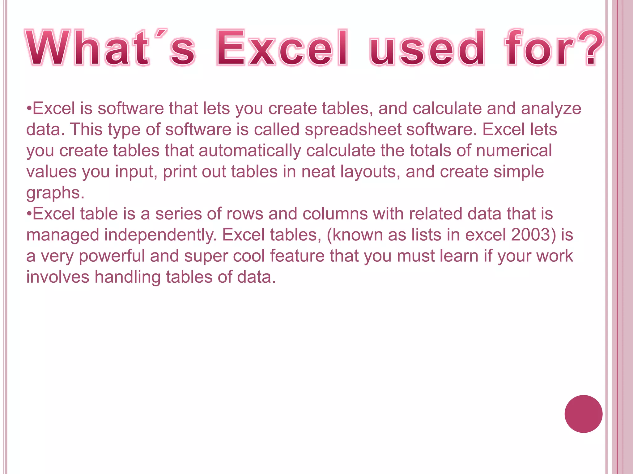 microsoft excel | PPT