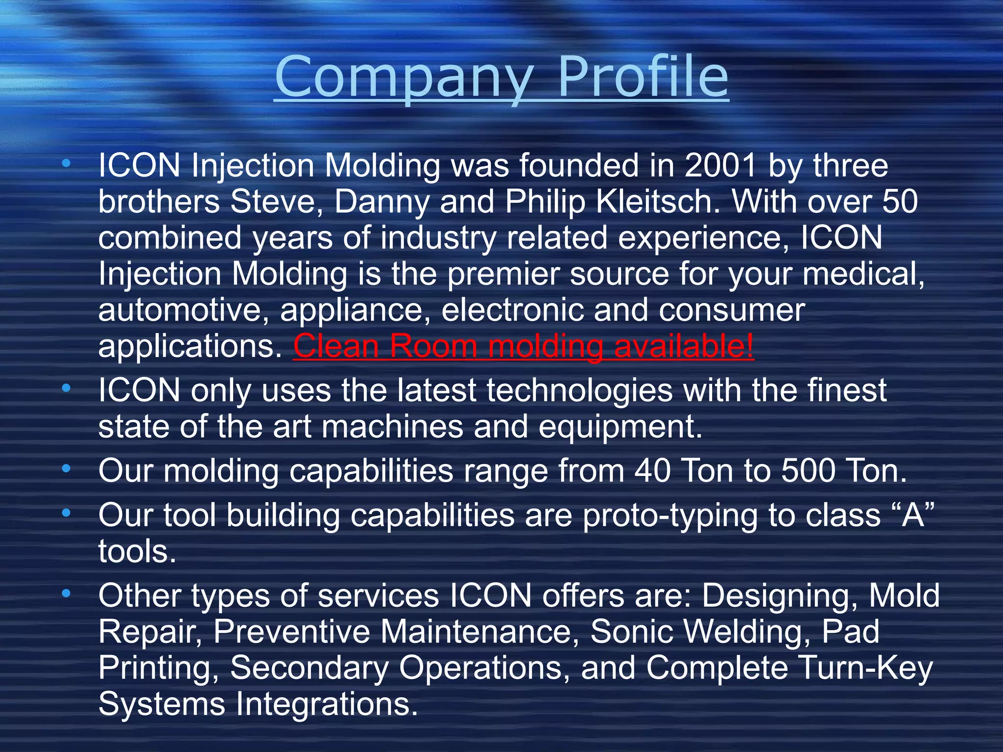 Icon Injection Molding Presentation | PPT