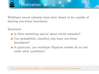 Learning Non-Linear Functions for Text Classiﬁcation | PPT