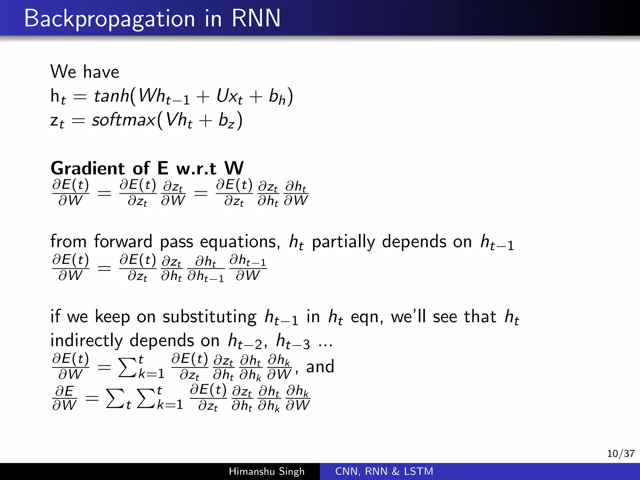 Backpropagation in RNN and LSTM | PDF