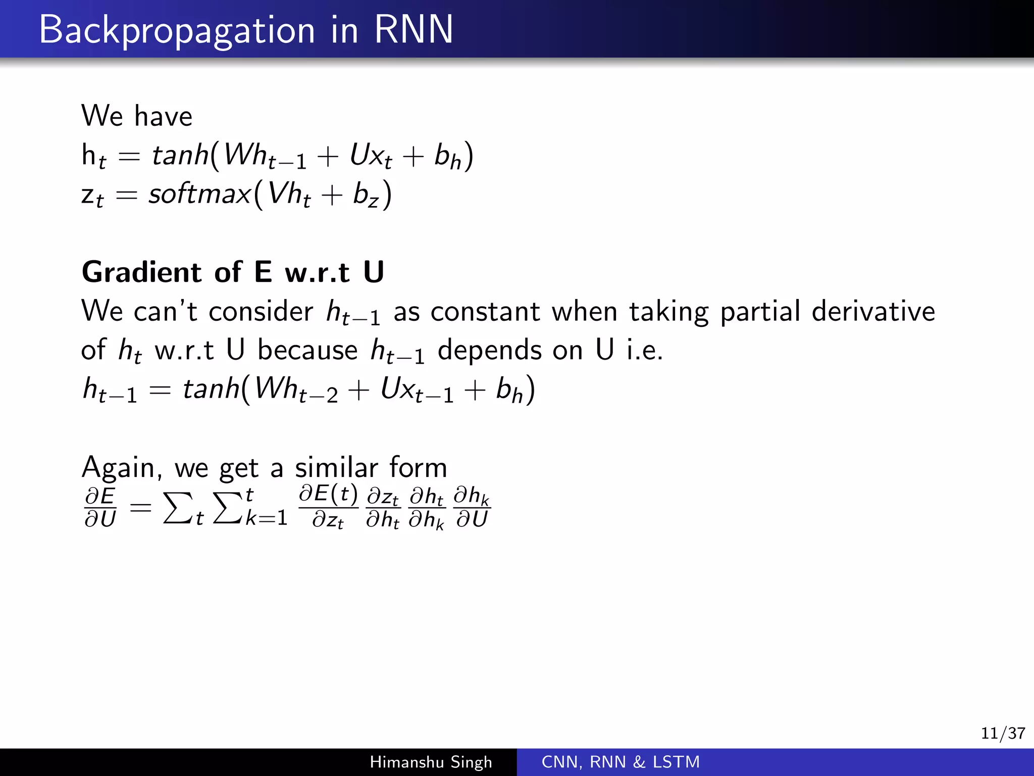 Backpropagation in RNN and LSTM | PDF
