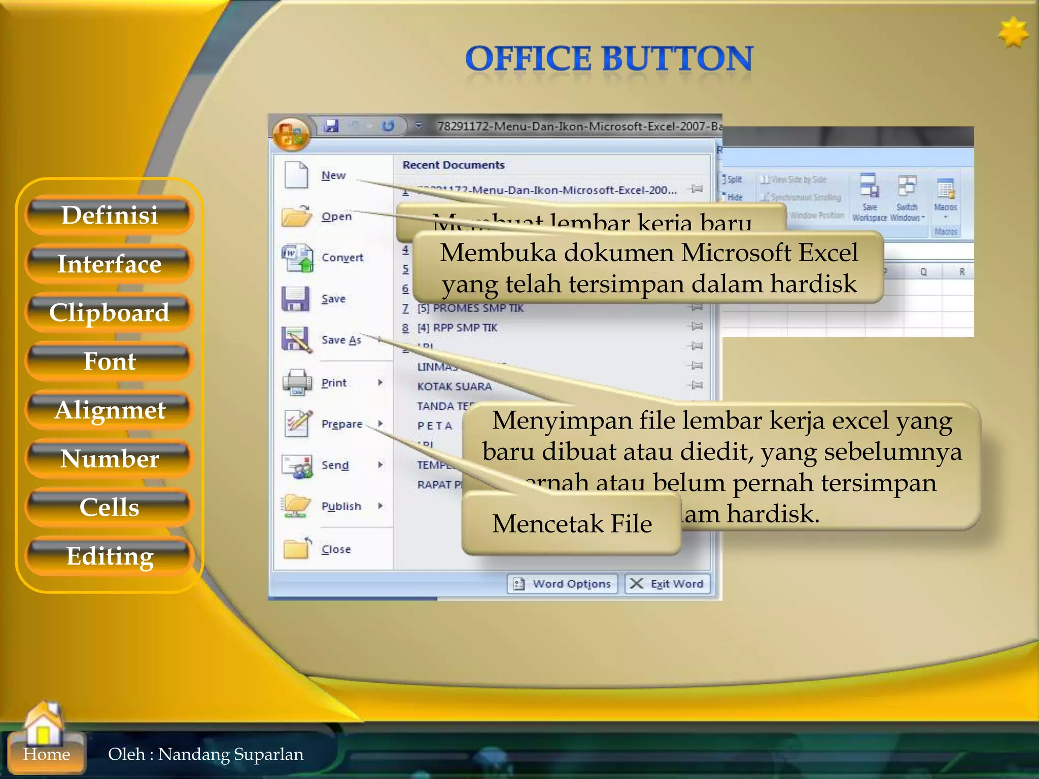 Icon dan menu microsoft excel 2 | PPSX