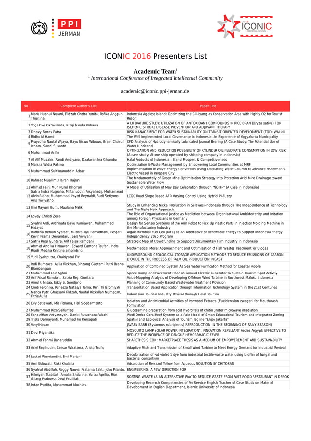 Iconic2016 presenters announcements | PDF