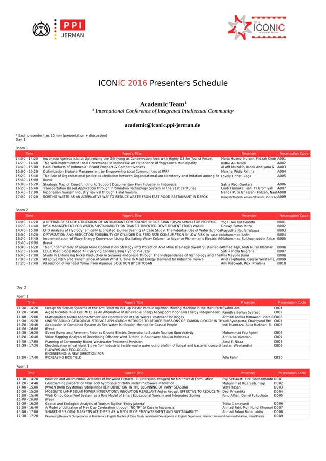 Iconic2016 presenters announcements | PDF