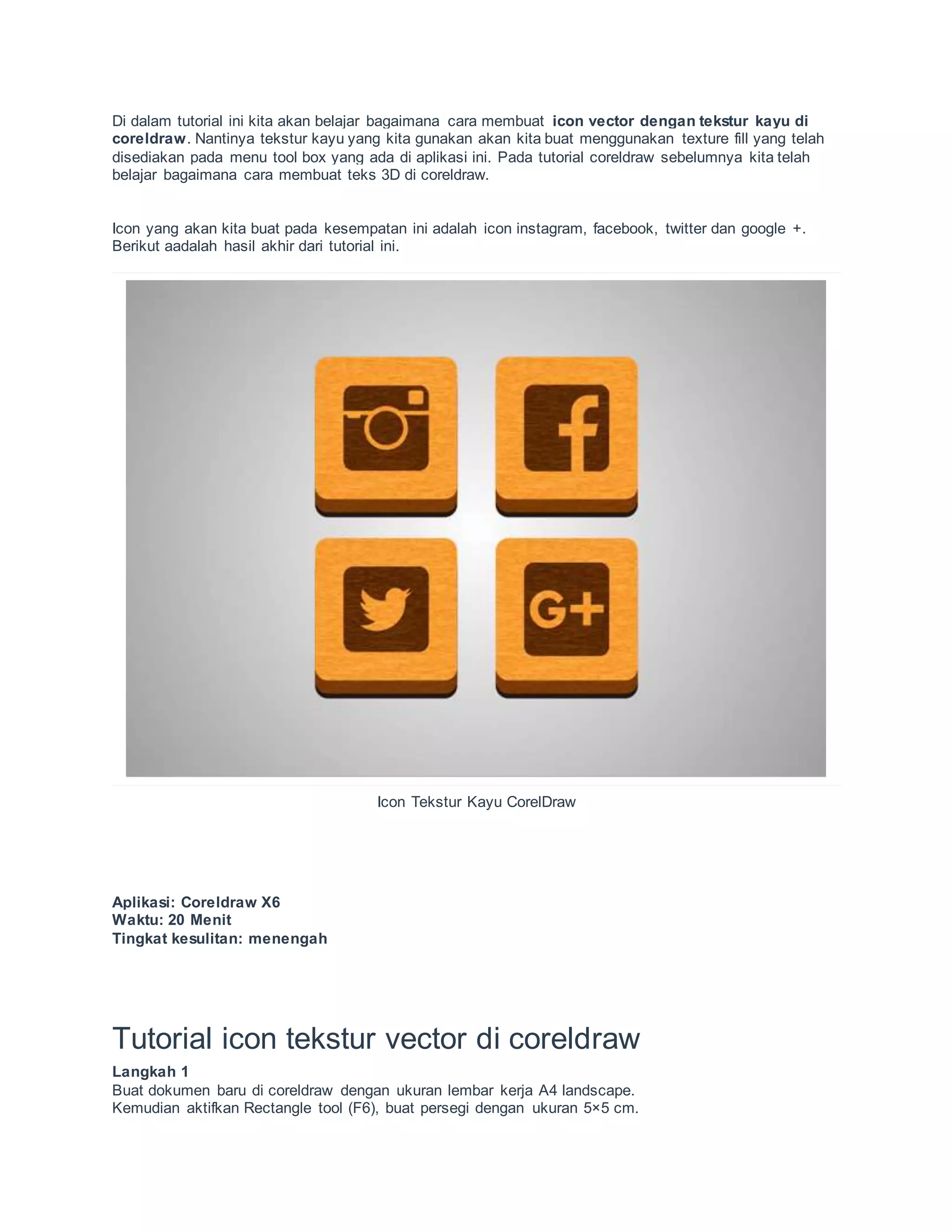 tutorial corel draw indonesia - Icon vector tekstur kayu | PDF