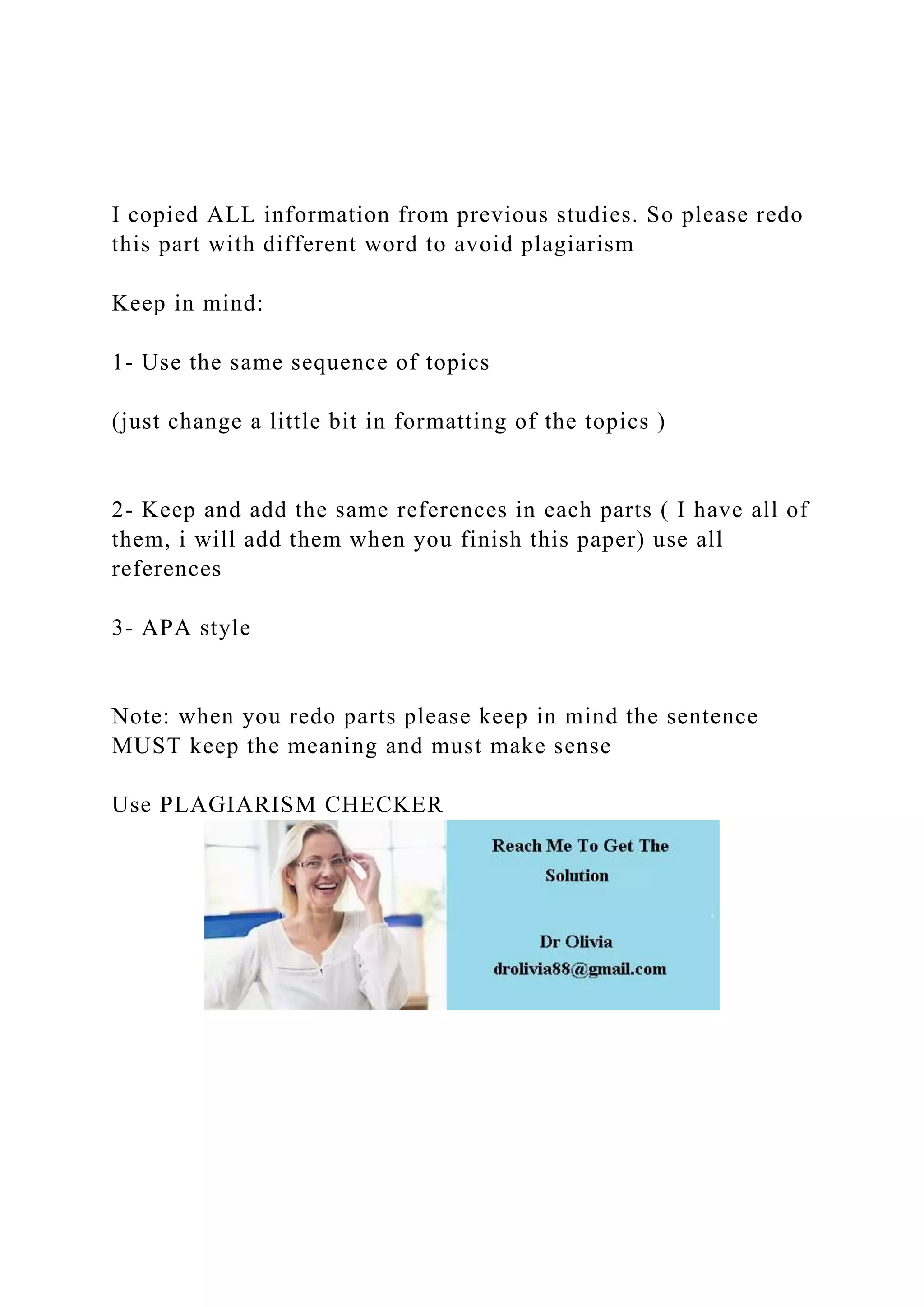 I copied ALL information from previous studies. So please redo t | PDF