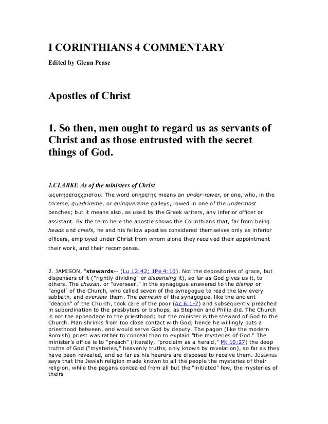 I Corinthians 4 Commentary i-corinthians-4-commentary