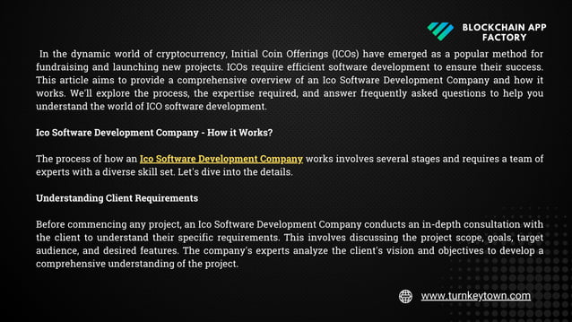 ICO Software Development Company - How it Works | PPT | Free Download