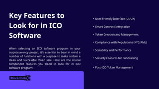 ICO Software Development What are the Key Features you Look into | PPT