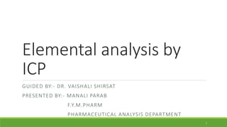 Elemental Analysis by Inductively Coupled Plasma - MS and OES | PPTX